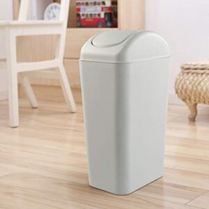 Hespama Slim Trash Can, 14L Gray Garbage Bin with Swing Lid for Narrow Space