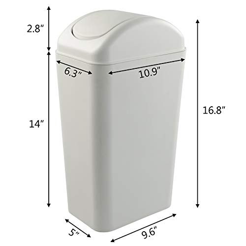 Hespama Slim Trash Can, 14L Gray Garbage Bin with Swing Lid for Narrow Space