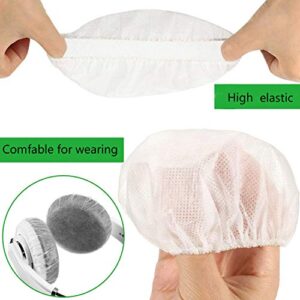 JYHF Disposable Sanitary Headphone Covers, Earpad Cover Ups for Headset Protector, Non-Woven Hygienic Sweat-Proof Stretchable White Ear Cover (200Pcs，4.3”)