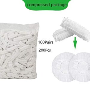 JYHF Disposable Sanitary Headphone Covers, Earpad Cover Ups for Headset Protector, Non-Woven Hygienic Sweat-Proof Stretchable White Ear Cover (200Pcs，4.3”)