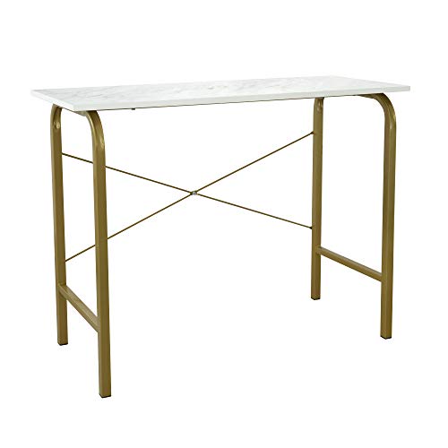 Teamson Home Margo Desk Table, Brass/White