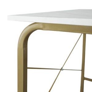 Teamson Home Margo Desk Table, Brass/White