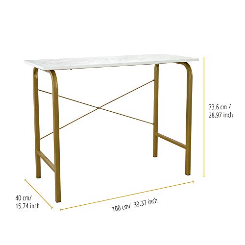 Teamson Home Margo Desk Table, Brass/White