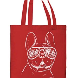 Travel Accessories French Bulldog Wearing Sunglasses Red Canvas Tote Bag