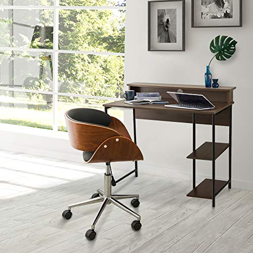 Teamson Home Nathan 35" Modern Wood Home Office Study Computer Desk with Shelves for Small Spaces, Brown