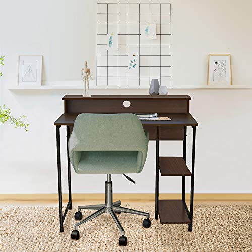 Teamson Home Nathan 35" Modern Wood Home Office Study Computer Desk with Shelves for Small Spaces, Brown