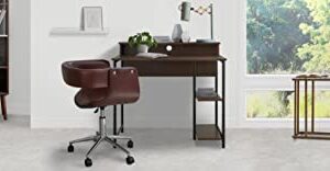 Teamson Home Nathan 35" Modern Wood Home Office Study Computer Desk with Shelves for Small Spaces, Brown