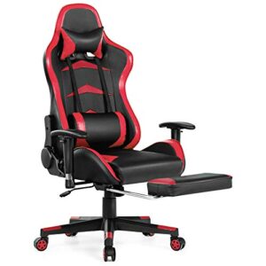 Tangkula Gaming Desk and Chair Set, E-Sport Gamer Desk & Racing Chair Set, w/Monitor Stand, Cup Holder, Earphone Hook, Seat Height Adjustment, Reclining Backrest & Footrest, Gaming Recliner Desk Set