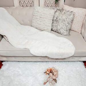 STAOLENE Ultra Soft Faux Rabbit Fur Chair Cover Couch Pad Fuzzy Area Rug Fluffy Bedside Carpet Mat for Bedroom Floor Sofa Living Room Rugs 2 x 6 ft,Creamy-White Fur Rug