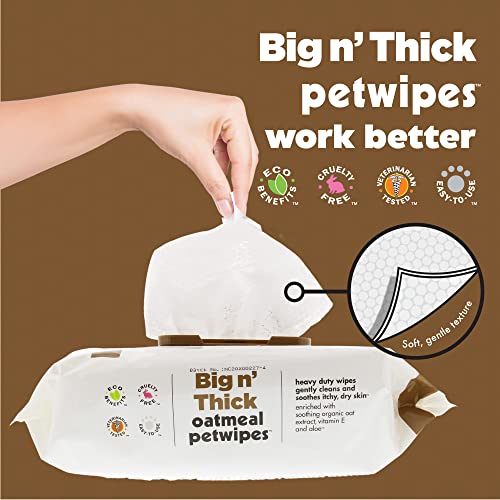 Petkin Pet Wipes for Dogs and Cats, 200 Wipes (Large) – Oatmeal Pet Wipes for Dogs and Cats – Soothes Itchy Dry Skin and Cleans Ears, Face, Butt, Body and Eye Area – 2 Packs of 100 Wipes