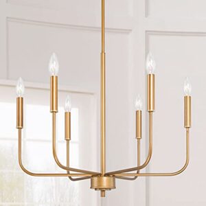 log barn gold chandelier, brass chandelier for dining room, gold light fixtures for sitting room, bedroom, 6-light, 22.5” dia