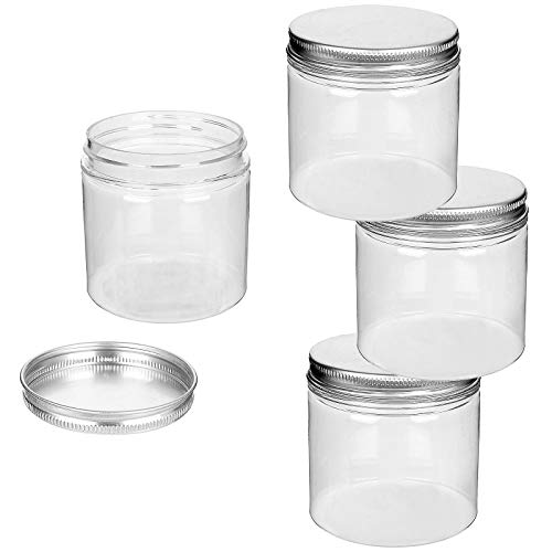 24Pack 6 oz Small Plastic Jars with Lids, Wide Mouth Food Storage Jars, Refillable Empty Containers, Small Storage Containers for Slime, Dried Fruit, Nuts, Honey and Seasoning Storage-BPA Free