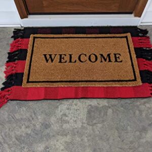 Red and Black Buffalo Plaid Rug I Machine Washable Front Door Mat | Farmhouse Rug 41” x 23” Buffalo Plaid Decor I Red Rug | Christmas Rug