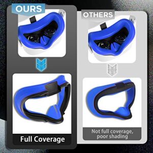 (1 Pack) Orzero Silicone Face Cover Skin Compatible for Quest 2, Standard Eye Pad, Sweatproof Light Blocking (Washable) for Virtual Reality Headset - Blue