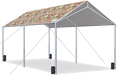 Quictent 10'X20' Upgraded Heavy Duty Carport Car Canopy Boat Shelter Tent with Reinforced Steel Cables-Camo