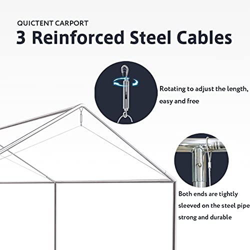 Quictent 10'X20' Upgraded Heavy Duty Carport Car Canopy Boat Shelter Tent with Reinforced Steel Cables-Camo