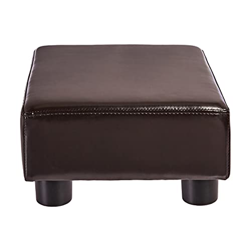 FIRST HILL FHW Footrest Small Ottoman Stool PU Leather Modern Seat Chair Footstool, Brown