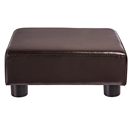 FIRST HILL FHW Footrest Small Ottoman Stool PU Leather Modern Seat Chair Footstool, Brown