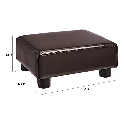 FIRST HILL FHW Footrest Small Ottoman Stool PU Leather Modern Seat Chair Footstool, Brown