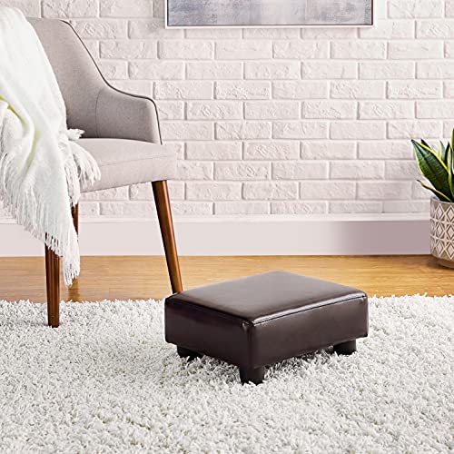 FIRST HILL FHW Footrest Small Ottoman Stool PU Leather Modern Seat Chair Footstool, Brown