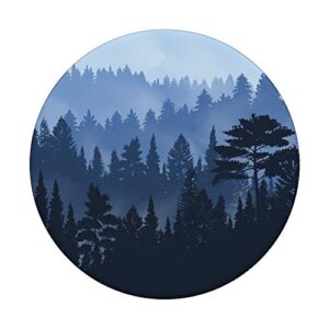 Pine trees mountain scene teal black forest design For men PopSockets Swappable PopGrip