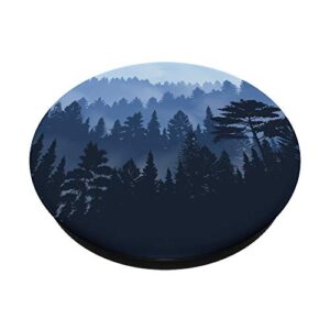 Pine trees mountain scene teal black forest design For men PopSockets Swappable PopGrip