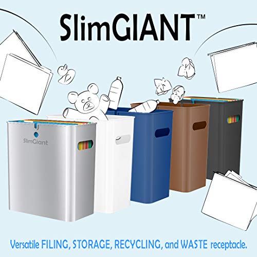 iTouchless SlimGiant 4.2 Gallon Slim Trash Can with Handles, 16 Liter Plastic Small Wastebasket Hanging Garbage Bin, Magazine/File Folder Storage Container Home, Office, Bathroom, Kitchen, Mocha Black