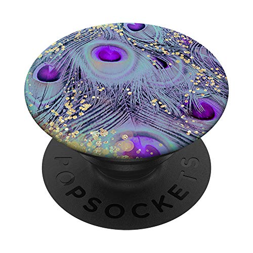 Peacock Feathers in Blue Ether hazy colors dreamy feathers PopSockets Grip and Stand for Phones and Tablets