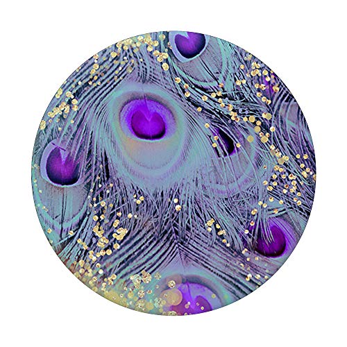 Peacock Feathers in Blue Ether hazy colors dreamy feathers PopSockets Grip and Stand for Phones and Tablets