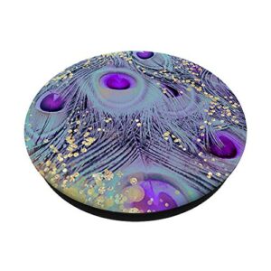 Peacock Feathers in Blue Ether hazy colors dreamy feathers PopSockets Grip and Stand for Phones and Tablets