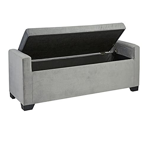 FIRST HILL FHW Fancy 3-Piece Storage Ottoman Bench Set with Fabric Upholstery, Embossed Textured Velvet