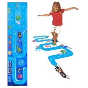 hk studio education floor decal for classroom decor - balance walk, ocean shape walk path decals for boosting gross motor skills - sensory path - indoor school montessori gym