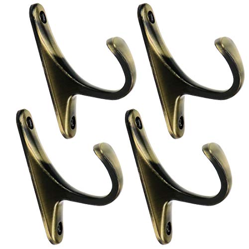 Meprotal Antique Wall Hook Key Coat Hanger Home Decor Decorative Hanging Hooks Tieback Holders with Screws for Bathroom Kitchen Bedroom (Bronze, Pack of 4)