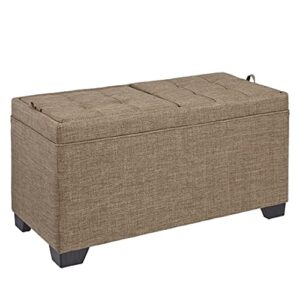 FIRST HILL FHW Sunshine 3-Piece Storage Ottoman Bench Set with Fabric Upholstery, Bark Brown