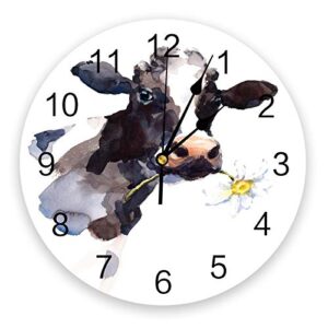 wall clock 12 inch(30cm) farm animal cow flower chrysanthemum art wall clock modern creativity home decoration mute big digital wall watch easy to read gift ideas clock