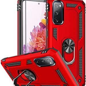 SunRemex Samsung S20 FE Case，Galaxy S20 FE Case with Tempered Glass Screen Protector，Kickstand [Military Grade] 16ft.Drop Tested Protective Cover for Samsung Galaxy S20 FE 5G （2021）.(Red)