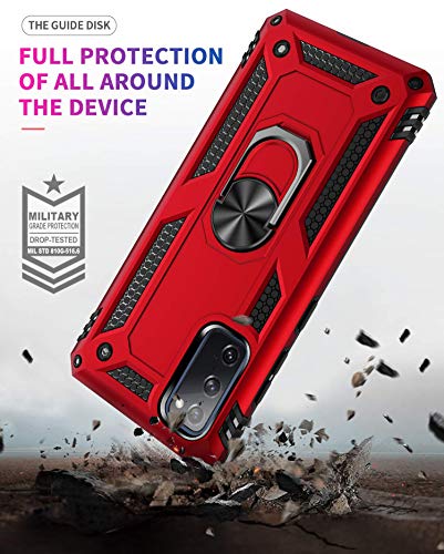 SunRemex Samsung S20 FE Case，Galaxy S20 FE Case with Tempered Glass Screen Protector，Kickstand [Military Grade] 16ft.Drop Tested Protective Cover for Samsung Galaxy S20 FE 5G （2021）.(Red)