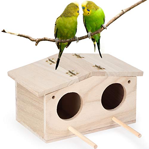 Wooden Pet Bird Nests, Parakeet Nest Box, Parrot Breeding Mating Box for Lovebirds Cockatiel Budgie Finch Parrotlets