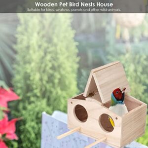 Wooden Pet Bird Nests, Parakeet Nest Box, Parrot Breeding Mating Box for Lovebirds Cockatiel Budgie Finch Parrotlets