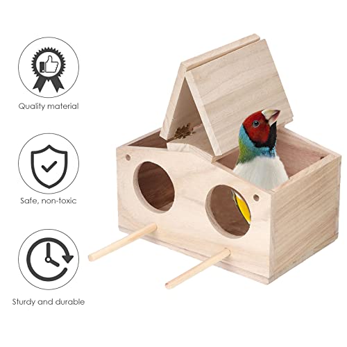 Wooden Pet Bird Nests, Parakeet Nest Box, Parrot Breeding Mating Box for Lovebirds Cockatiel Budgie Finch Parrotlets