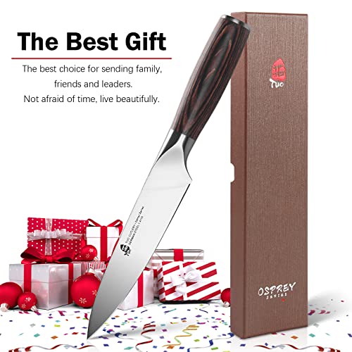 TUO Utility Knife 5 inch - Small Kitchen Chef Knife Multi-Purpose Knife Meat Vegetable Paring Knives- German HC Stainless Steel - Ergonomic Pakkawood Handle - Osprey Series with Gift Box