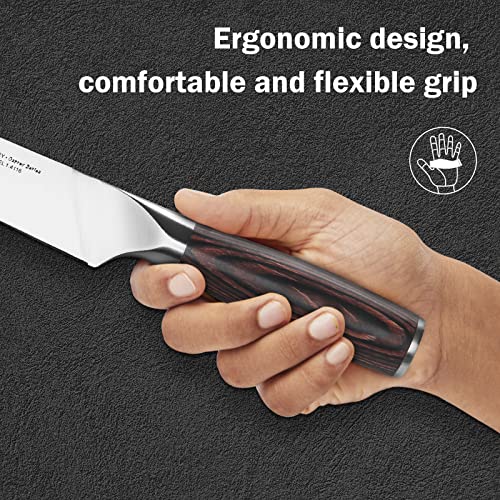 TUO Utility Knife 5 inch - Small Kitchen Chef Knife Multi-Purpose Knife Meat Vegetable Paring Knives- German HC Stainless Steel - Ergonomic Pakkawood Handle - Osprey Series with Gift Box