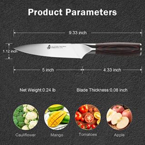 TUO Utility Knife 5 inch - Small Kitchen Chef Knife Multi-Purpose Knife Meat Vegetable Paring Knives- German HC Stainless Steel - Ergonomic Pakkawood Handle - Osprey Series with Gift Box