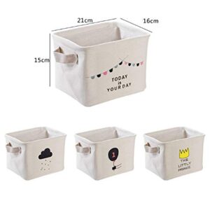 UJLN Mini Storage Bags Desktop Storage Bags Cotton Linen Storage Basket Foldable Storage Bins Family Organizer Box Decorative Bag 2Pcs (Fox)