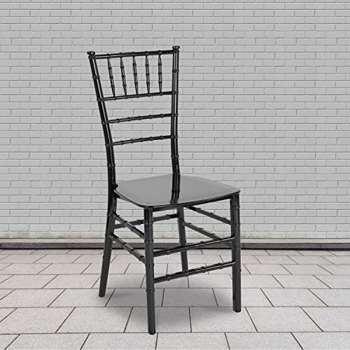 BizChair 2 Pack Black Stackable Resin Chiavari Chair - Hospitality and Event Seating