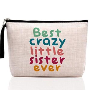 hanamiya na gifts for sister birthday, rakhi gift for sister, sister gifts from sister brother, sister's makeup bag-best crazy little sister ever-funny best sister gifts for soul, big, little sister