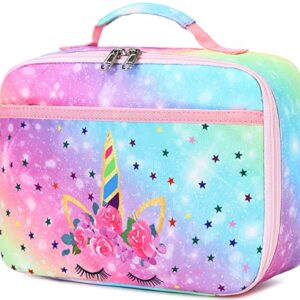 CAMTOP Kids Lunch Box Girls Boys Insulated Bag Reusable Lunch Containers Kit for School Travel Thermal Meal Boxs (Rainbow 1)