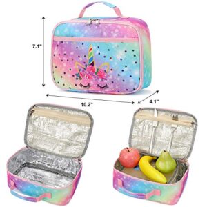 CAMTOP Kids Lunch Box Girls Boys Insulated Bag Reusable Lunch Containers Kit for School Travel Thermal Meal Boxs (Rainbow 1)