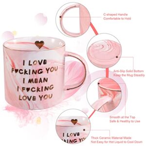 Lapogy Valentines Day gifts for Her Wife Girlfriend Gifts,Funny Gifts for Women/Christmas Gifts for Her/Birthday Gifts Mug,Presents Ideas for Women,I Love You Coffee Mug Pink Marble Coffee Cup 12 Oz