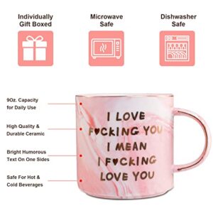 Lapogy Valentines Day gifts for Her Wife Girlfriend Gifts,Funny Gifts for Women/Christmas Gifts for Her/Birthday Gifts Mug,Presents Ideas for Women,I Love You Coffee Mug Pink Marble Coffee Cup 12 Oz